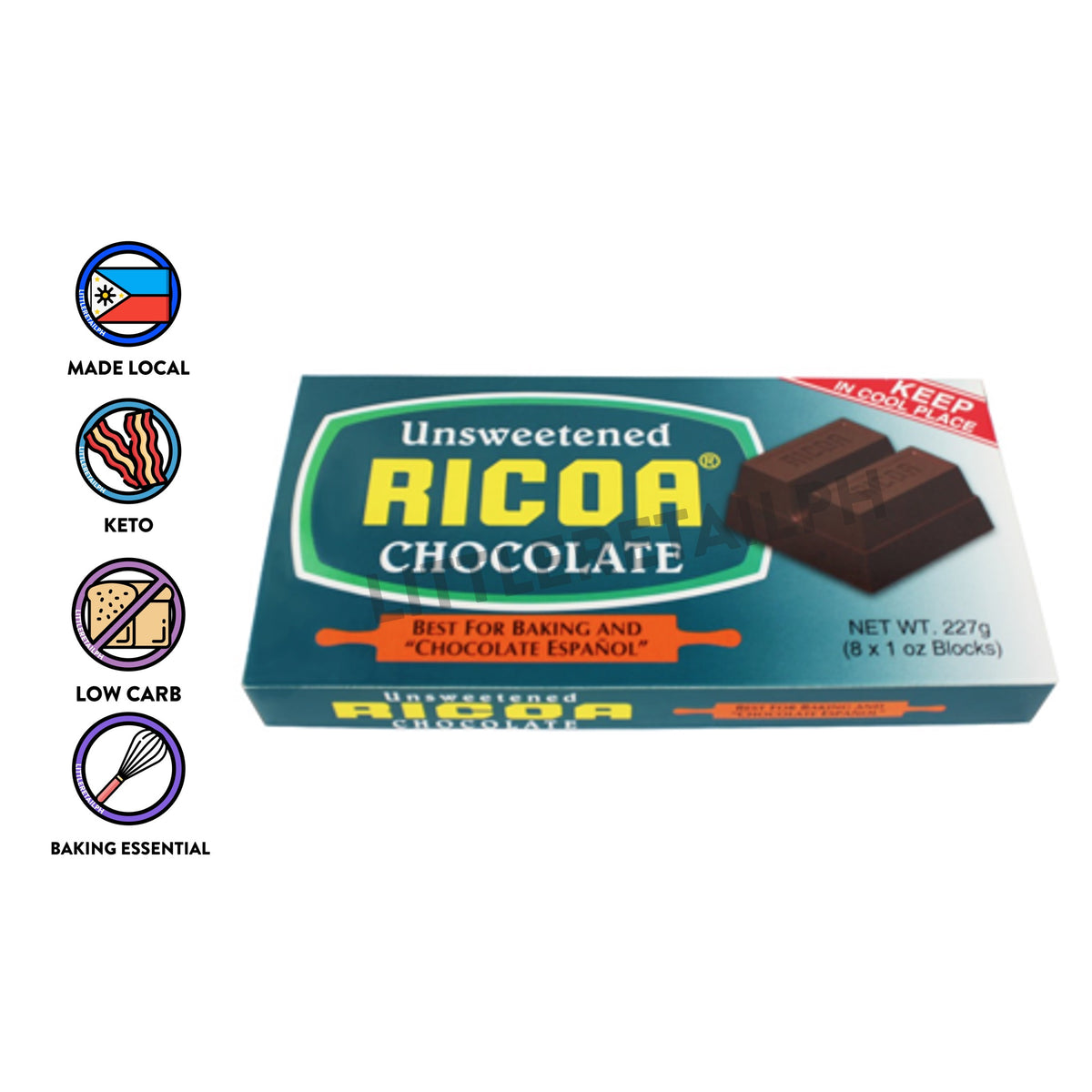 Ricoa Unsweetened Chocolate Bar – Little Retail PH